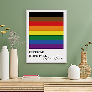 Rainbow Pride Canvas Wall Art Poster Print Gift, Colorful Pride Love is Love Canvas Painting Picture Ready to Hang Home Bedroom Living Room Decor (11.5" x 15")