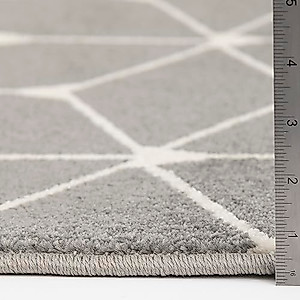 LOOMAKNOTI Tecopa Shamid 8' x 10' Grey Geometric Indoor/Outdoor Area Rug