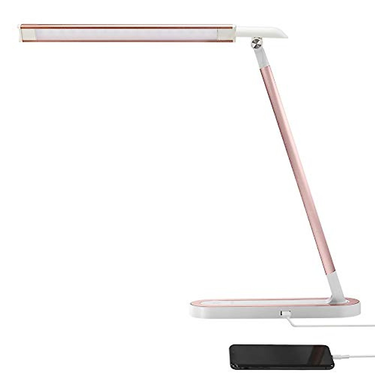 HDTIME-Desk Lamp with USB Charging Port, 3 Lighting Modes 3 Brightness Levels Desk Light,Touch Control Adjustable Led Kids Desk Lamp Pink for Reading,Study,Office