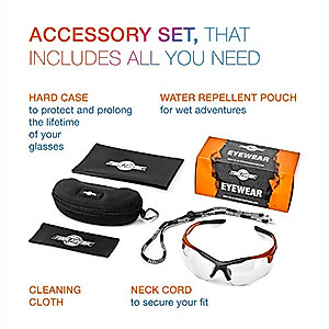 ToolFreak Rebel Bifocal Safety Glasses - Clear 2.0 - ANSI z87+ Impact Rated & U6 UV Protection - Polycarbonate & Wraparound Lenses & Anti-Slip Design - Brow Ventilation, Hard Case & Neck Cord Included