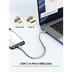 CableCreation Short Micro USB to USB C Cable 0.65 FT USB C to Micro USB OTG 480Mbps Type C to Micro USB Cable, USB C to USB Micro for MacBook Pro Air Galaxy S22 S21 Pixel 5/4/3 etc. 0.2M Space Gray