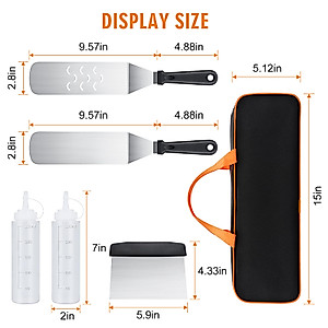 Blackstone Griddle Accessories Kit, 6pcs Blackstone Accessories kit for Blackstone and Camp Chef, Griddle Accessories Kit with Griddle Spatula& Carry Bag, Great for Outdoor BBQ, Teppanyaki and Camping