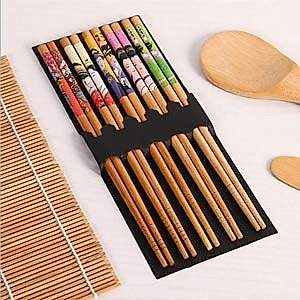Fu Store Sushi Making Kit Set 9 PCS-Sushi Rolling Mats Rice Paddle Rice Spreader Sushi Roller Bamboo Beginner Sushi Maker