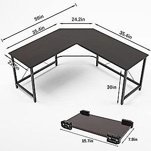 L-Shaped Desk Computer Corner Desk, L Shaped Home Office Desk, Large Gaming Desk Sturdy Writing Desk Writing Workstation, Simple Modern Gaming Desk, Black