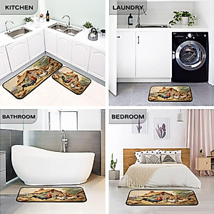 Kigai Farmhouse Chicken Coop Kitchen Rugs Waterproof Non Slip Kitchen Carpet Kitchen Floor Set for Sinks Offices Kitchens Cafes-2PCS