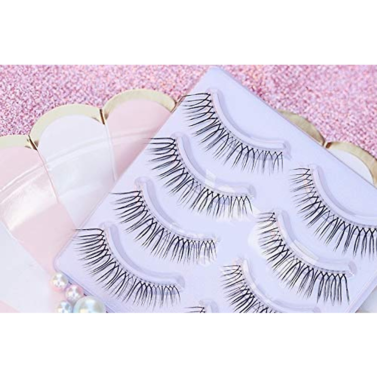 Dorisue Cat Eye False Lashes - Long Wispy Eyelashes for Dating Makeup, Outer Corner Dramatic Volume 5-12mm, 4 Pairs (E2)
