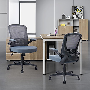 CLATINA Ergonomic Office Chair, Classic Executive Mesh Chair middle Back Desk Chair Breathable Swivel Computer Chair with Adjustable Lumbar Support and Flip up Armrest, for Home Office Conference Room