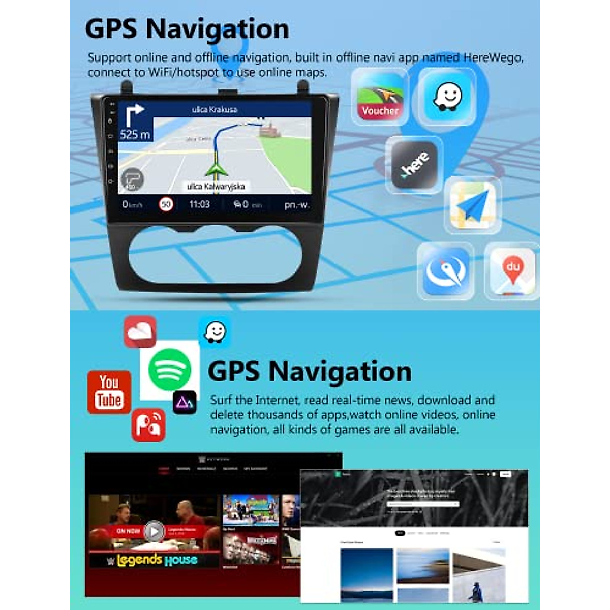 Android Car Radio Stereo for Nissan Altima 2008-2012 with Wireless Carplay Android Auto, 9” Touchscreen Radio Supports GPS Navigation, Steering Wheel Control, WiFi, Hi-Fi, FM/RDS, Split Screen