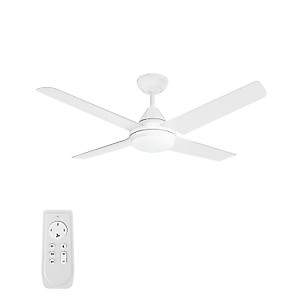 Newday 48-in Ceiling Fan with Lights and Remote, White Ceiling Fan with 4 Reversible Blades, Quit Motor, 3 Speed, Modern Adjustable Color Temperature for Indoor Outdoor