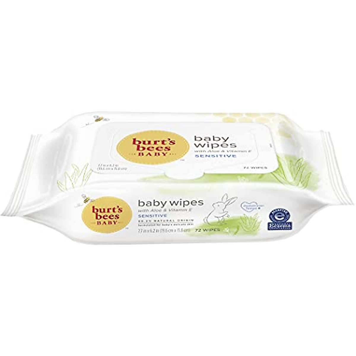 Burt's Bees Baby Wipes, Unscented Towelettes for Sensitive Skin, Hypoallergenic & Non-Irritating, All Natural with Soothing Aloe & Vitamin E, Fragrance Free, 72 count ( Pack of 10)