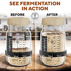 Ultimate Sourdough Starter Jar Kit 31.8 oz - Reusable Jar for Easy Bread Baking - Perfect to Make Your Sour Dough Starter - Easy to Use & Clean - Complete Sourdough Starter Kit - Great Christmas Gift