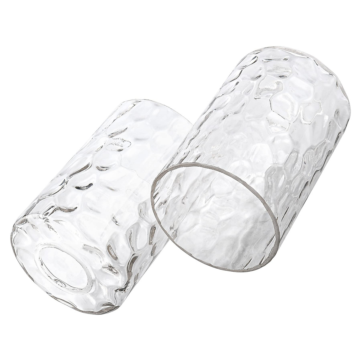 GoldSwift 3 Pack Clear Hammered Glass Lamp Shade Replacement Globe Cover, 6" Tall, Water Ripple Cylinder Glass Lampshade for Lighting Fixture Chandelier Pendant Light Wall Sconce, 1-5/8 Inch Fitter