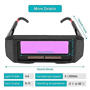 Solar Auto Darkening Welding Goggles, Welder Glasses, Safety Protective Welder Mask Helmet with Adjustable Shade, Eyes Goggles Mask Anti-Flog Anti-glare Goggles-Black