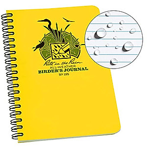 Rite in the Rain All Weather Spiral Notebook, 4 5/8" x 7", Yellow Cover, Birders Journal (No. 195)