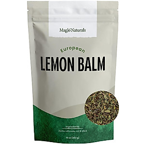 MagJo Naturals Lemon Balm Tea, Bulk Herbal Tea, Loose Leaf Melissa Officinalis, Caffeine Free, Cut and Sifted, 1 pound (16 ounces) (1 pack)