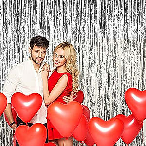 Zealor 8 Pack Foil Curtains Metallic Fringe Curtains Shimmer Curtain for Birthday Wedding Party Christmas Decorations (Silver)