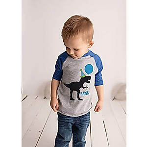 7 ate 9 Apparel Birthday Dinosaur Blue Raglan Tee 18 Months