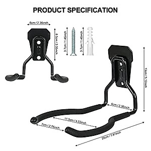 String Trimmer Hanger,Flyisland String Trimmer Hook Holder Wall Mount,Heavy Duty Weed Eater Rack for Garage Garden Tool Organizer and Storage Hooks (Metal, Black)