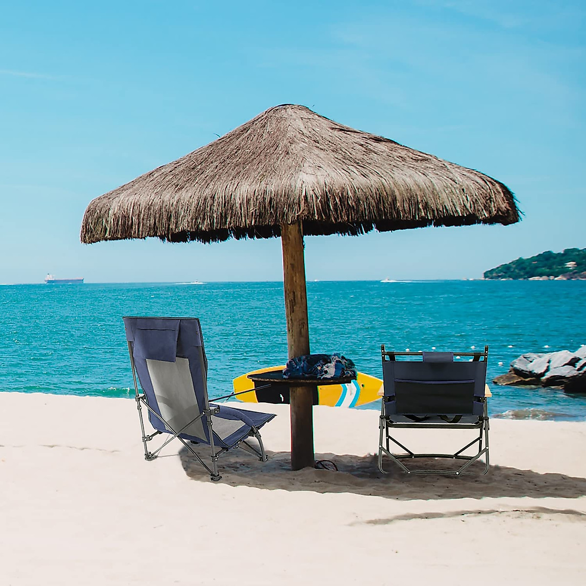 ROCK CLOUD Portable Folding Beach Chair Low Camping Chairs for Camp Lawn Hiking Sports Hunting, Green