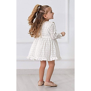 Lilax Girl Lace White Flower Girl Party Princess Boho Dress (12 Months, White)