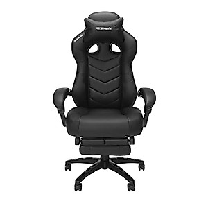 RESPAWN 110 Pro Gaming Chair - Gaming Chair with Footrest, Reclining Gaming Chair, Video Gaming Computer Desk Chair, Adjustable Desk Chair, Gaming Chairs For Adults With Headrest Pillow - Black
