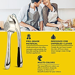 Premium Garlic Press, Professional Garlic Mincer, Easy to Squeeze and Clean, Rust Proof & Dishwasher Safe, Efficient Ginger Crusher- Imperial Silver