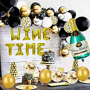 Wine Party Decorations, Wine Time Balloons Banner Wine Glass and Champagne Foil Balloons For Wine Tasting Party Wine Birthday Party, Bridal Shower Hen Night Girls Night Decorations Set