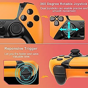 TOPAD Remote for PS4 Controller,Gamepad Joystick Controller for Playstation 4 Controller with Dual Vibration/Turbo/Back Paddles, Scuf Ymir Pa4 Wireless Mando for PS4 Console/Slim/PC/Steam/Pro,Orange