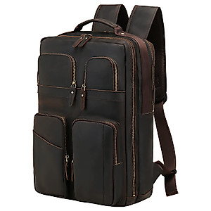 UBANT Leather Backpack For Men,17.3" Laptop Backpack Large Capacity Multi Pockets Casual Travel Business Office Work Bag School Camping Weekend Daypack Outdoor Sports Rucksack
