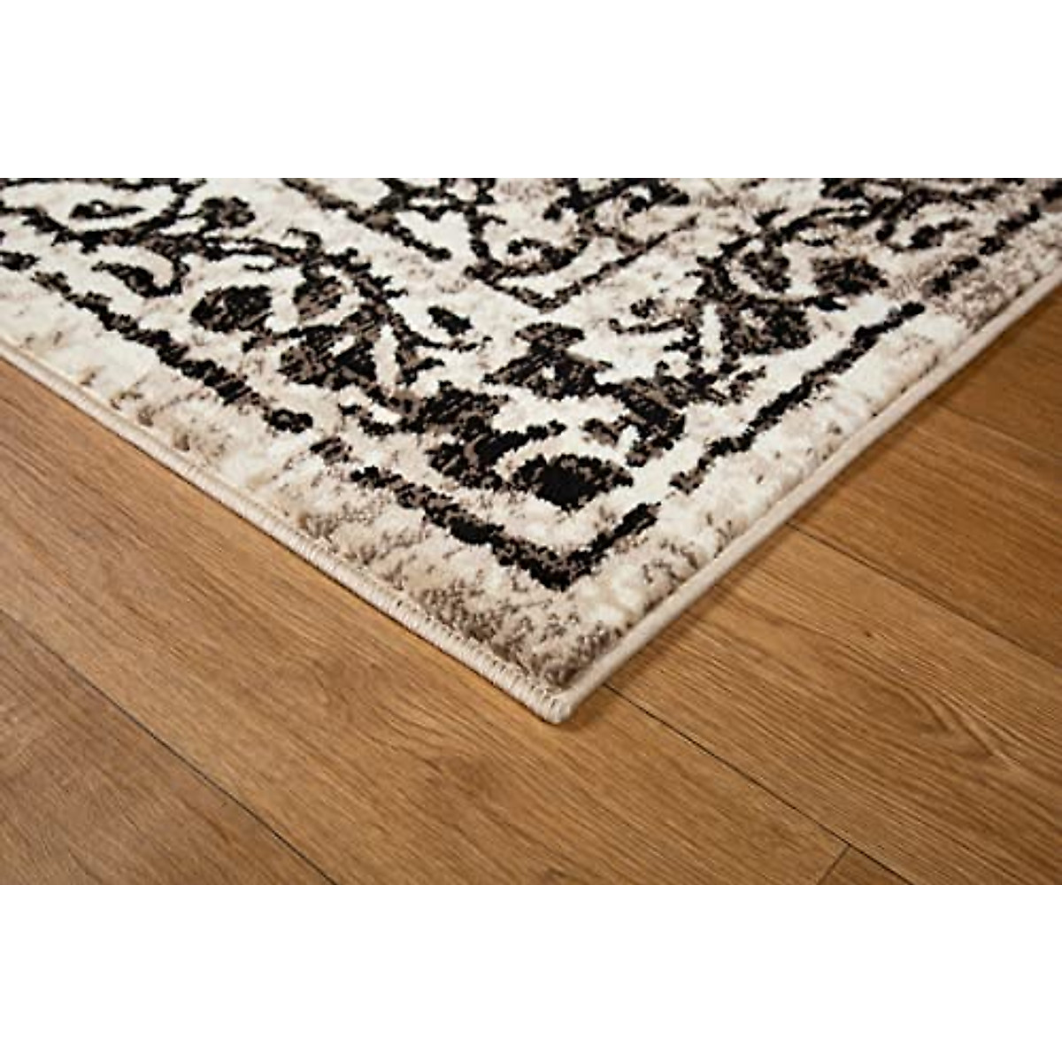 L'Baiet Emilia Black Beige Oriental Floral Pattern Traditional Classic Indoor 8' x 10' Area Rug