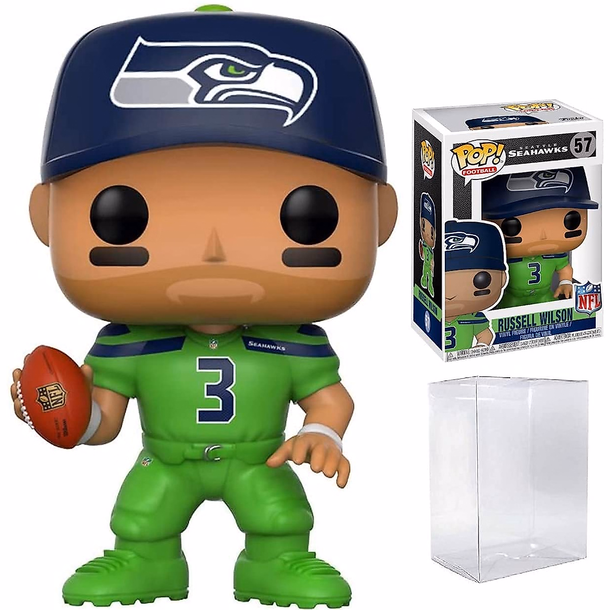 Funko Pop NFL: Seattle Seahawks Russell Wilson (Color Rush) #57 Vinyl Figure (Bundled with Pop Protector)