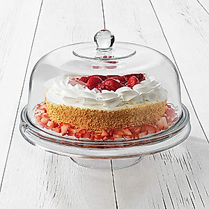 Libbey Selene 6-in-1 Multiuse Glass Server, Punch Bowl, Chip and Dip Bowl, Cake Stand