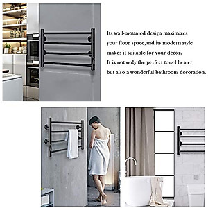 JSLOVE Towel Warmer Wall Mounted Heated Towel Racks for Bathroom, Stainless Steel Hot Towel Rack with Timer (4 Bars Black)