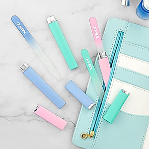 Glass Nail File 3 Pack, Nail File, Glass Nail File with Case, Double Sided Etched Surface Files, Stocking Stuffers for Women or Adults, Unique Gifts Package for Women and Girls, by XIPOO