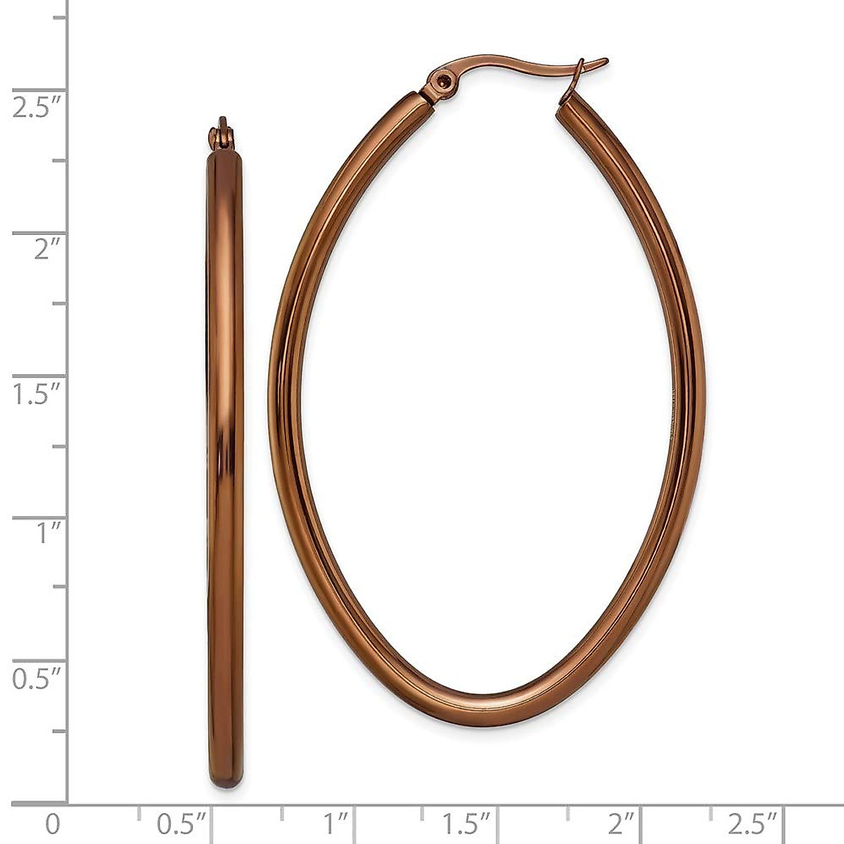 Stainless Steel Brown Plated 55mm Oval Shape Hoop Earrings Fine Jewelry For Women Gifts For Her