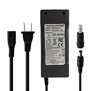 Abakoo 67.2V 2A Adapter Charger for 16S 57.6V 59.2V 64V Lithium Battery Pack with DC 5.5x2.1mm/5.5x2.5mm Plug