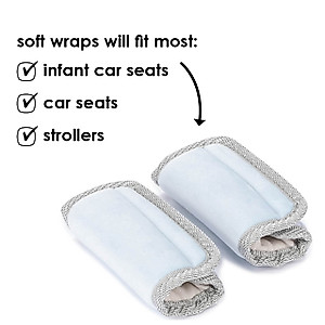 Diono Soft Wraps Car Seat Straps, Shoulder Pads for Baby, Infant, Toddler, 2 Pack Reversible Soft Seat Belt Cushion and Stroller Harness Covers Helps Prevent Strap Irritation, Blue