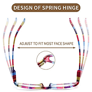 SOCTICK Reading Glasses 4 Pairs Fashion Ladies Readers Spring Hinge with Pattern Print Eyeglasses for Women +2.5