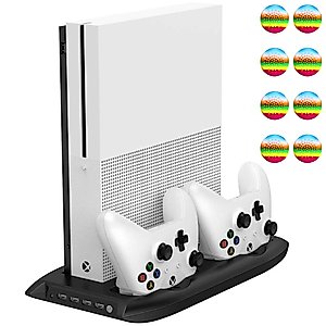 Vertical Stand for Playstation 5 with Cooling Fan Charging Station for PS5 Digital Edition (White)
