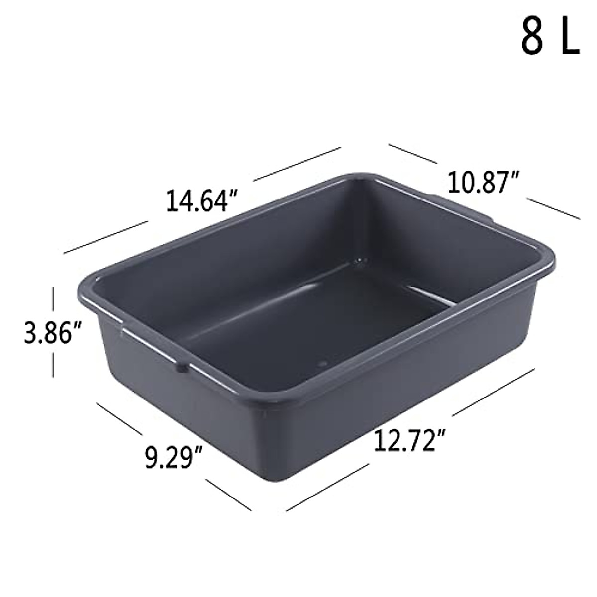 Innouse Small Commercial Bus Tub Box, 8 Liter Plastic Utility Bus Box, 4-Pack