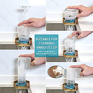 NOGARMY Glass Rinser for Kitchen Sink, Metal Cup Washer Rinser with 360° Rotating Jet, Faucet Glass Bottle Cleaner, Kitchen & Bar Sink Automatic Flushing Device