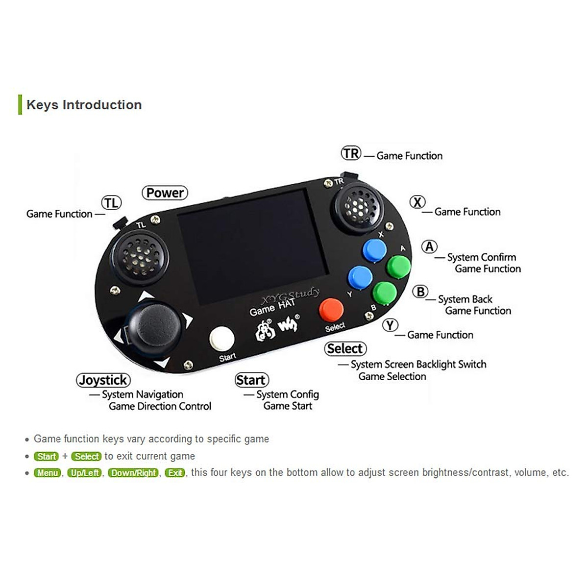 Game HAT Raspberry Pi Handheld Game Console Kit Portable Video Classic Gaming Console with 3.5" 480×320 IPS Screen Display Monitor for Raspberry Pi A+/B+/2B/3B/3B+/4B/Zero/Zero W @XYGStudy