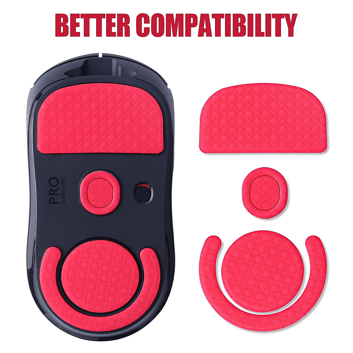 Mouse Feet Stickers 2 pcs Suitable for Logitech G PRO X Superlight Gaming Mouse 3D Dark Pattern Low Friction Glide Feet PTFE Red Mice Glider Professional Mice Upgrade Kit