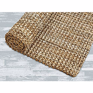 IRONGATE Jute Handspun Area Rug - Premium Jute Handwoven Reversible Chunky Textured Tan Beige Neutral Throw Accent Rug Carpet - Rustic Farmhouse Living Room Bedroom Den Study Décor -24" x 36" Natural