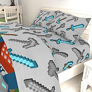Jay Franco Minecraft Isometric Characters Full Sheet Set - Super Soft and Cozy Kid’s Bedding Features - Fade Resistant Polyester Microfiber Sheets (Official Minecraft Product)