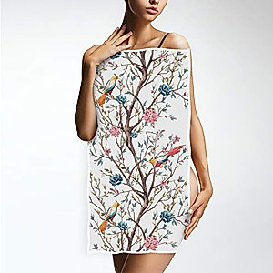 Spring Flowering Tree With Birds Flowers Hand Towels 16x30 in Spring Summer Bathroom Towel Ultra Soft Highly Absorbent Grungy Floral Small Bath Towel Kitchen Dish Guest Towel Home Bathroom Decorations