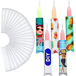 Sublimation Blank ice Lolly Sleeves Neoprene Insulator Sleeves Reusable Ice Holders Washable Ice Sleeve Holder Bag for Kids (30 Pieces)