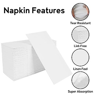 White Napkins Disposable Linen Feel, Prefolded Cloth Like Airlaid Paper Napkins with Built-in Flatware Pocket, Absorbent Napkins Disposable Guest Hand Towels for Wedding, Party, Festival, 50 Pack