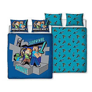 Minecraft Survive Double Duvet Cover and Pillowcase Set