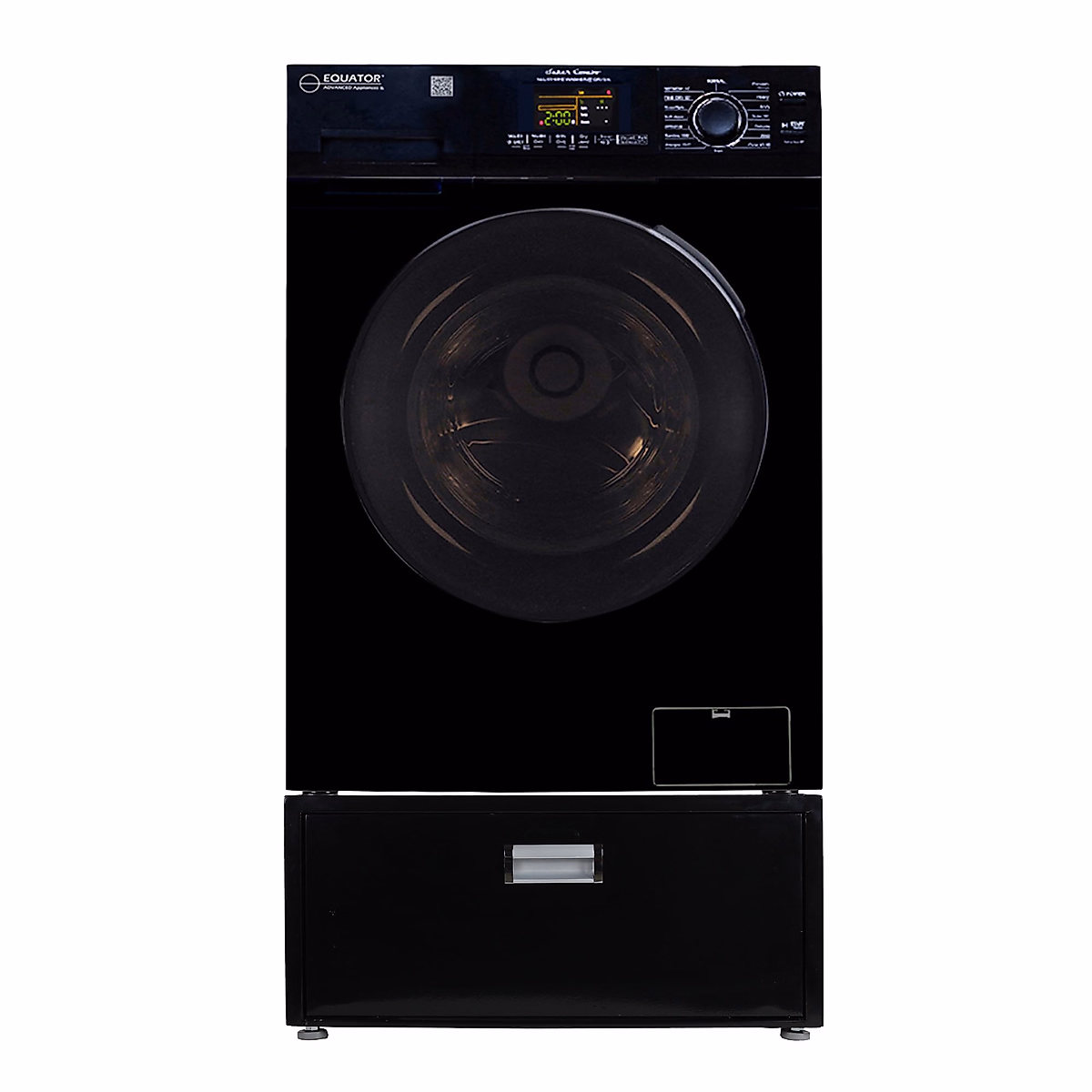 Equator All-in-One Washer Dryer VENTLESS/VENTED PET cycle 1.62cf/15lbs 110V + Pedestal (Black)